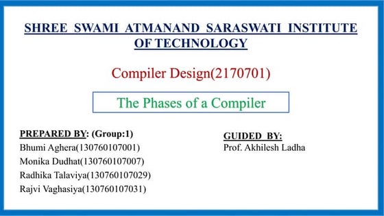 Phase Of Compiler Ppt