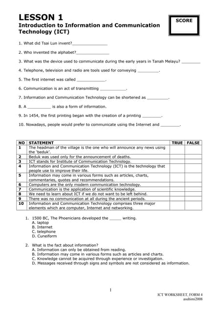 Computer Worksheet Class 8 with answers | DOCX | Internet | Computing