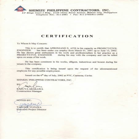 Shimizu Philippine Contractor, Inc. | PDF