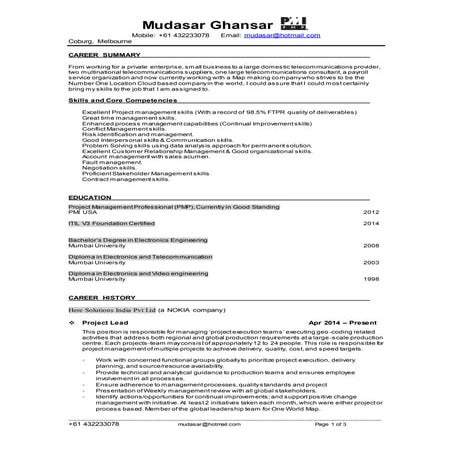 Mudasar Ghansar 2015 CV | PDF