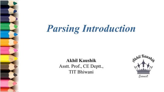 Compiler Design Lr Parsing Slr Lalr Clr Ppt