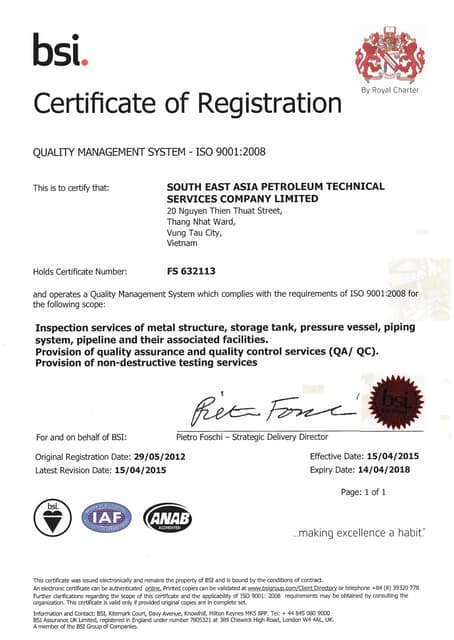 BSI 9001 Certificate | PDF