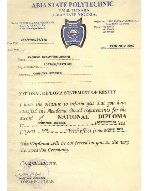 M.Sc Statement of Result | PDF