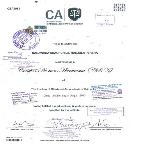 CBA Certificate | PDF