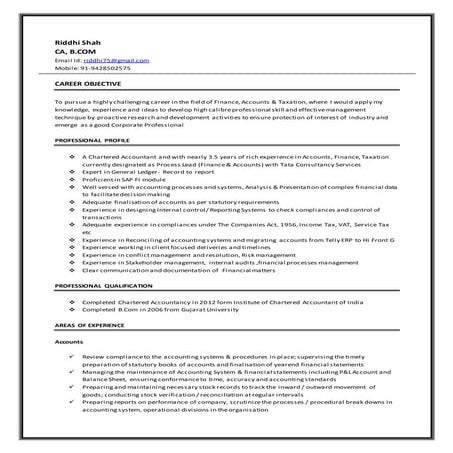 CA Riddhi Shah 3.5 Years Exp | DOCX