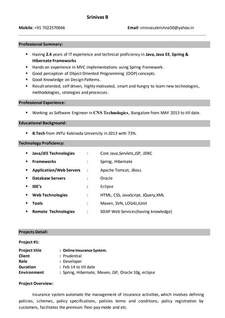 Srinu Resume