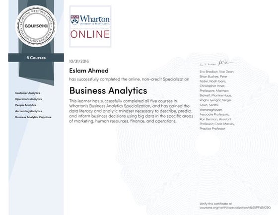 Coursera Business Analytics | PPT