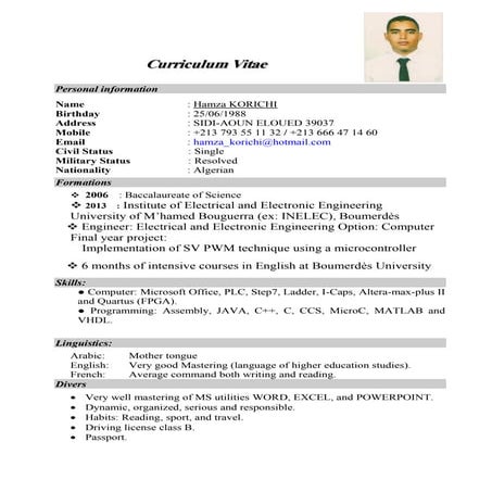 cv hamza | PDF
