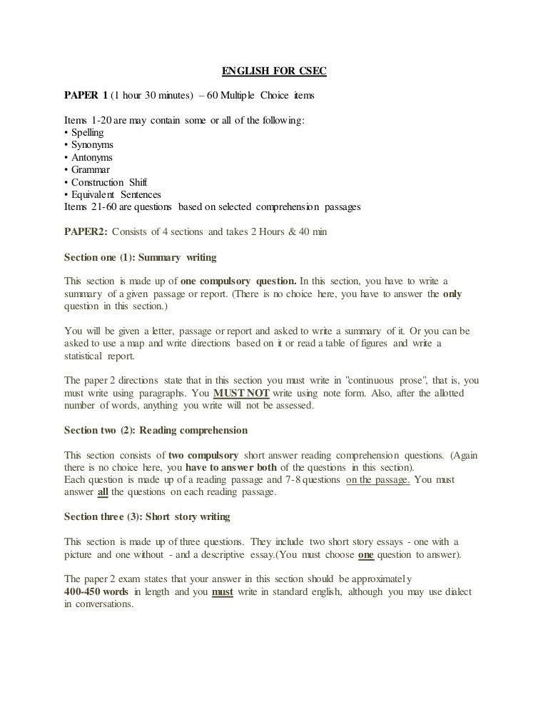 English For Csec