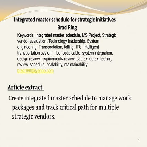 Program management integrated schedule | PPTX | Logistics | Business
