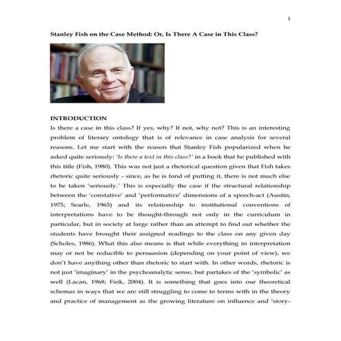 Stanley Fish on the Case Method | DOC