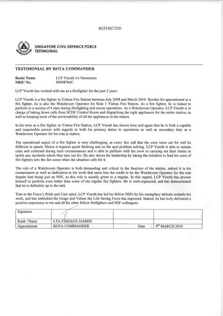 SCDF Service Transcript | PDF