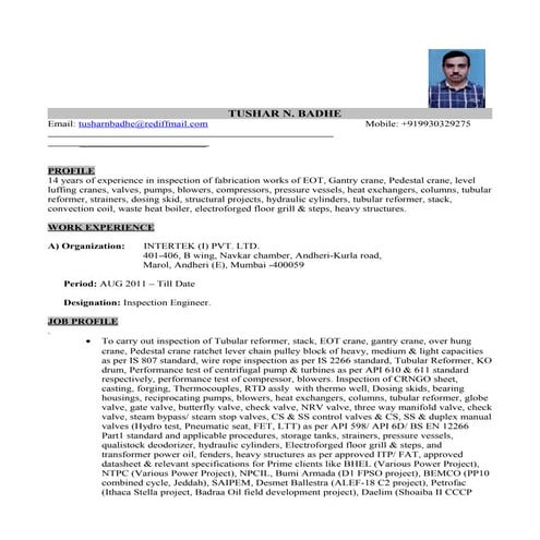 Tushar resume | PDF