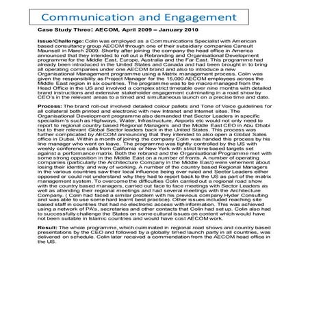 Communication and Engagement Case Study Three - AECOM | PDF