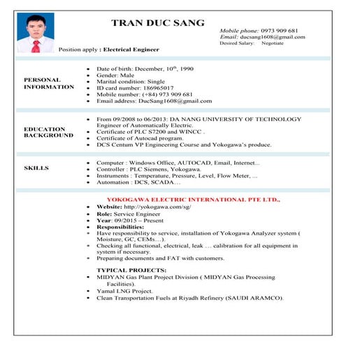 CV - TRAN DUC SANG | PDF