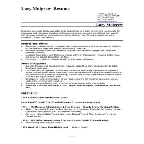 Lucy Resume | DOCX | Business Accounting & Finance | Business