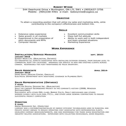 Bob's revised resume' | PDF