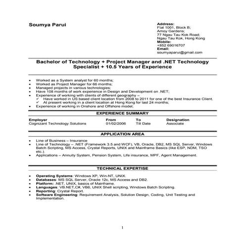 Soumya_Parui_Resume | PDF | Databases | Computer Software and Applications