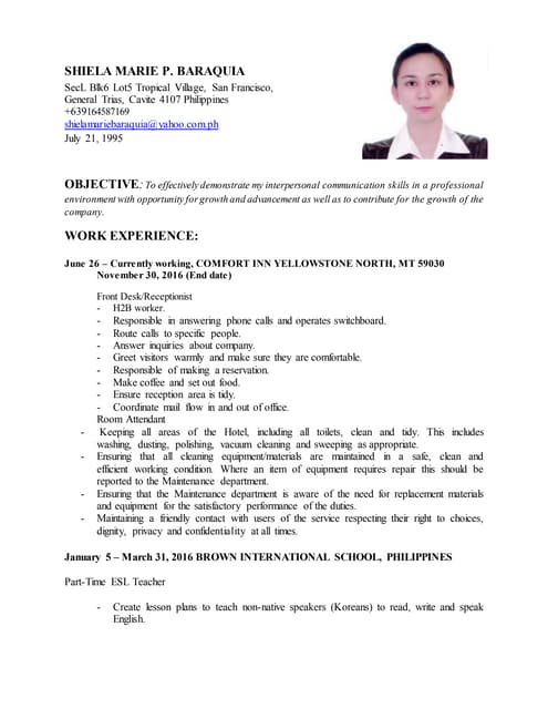 Cynthia Santa Gunawan resume | DOCX | Hotels and Motels | Travel Type