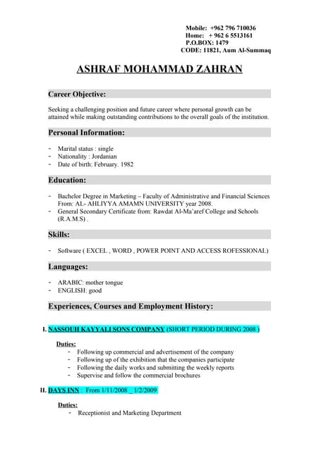 CURRICDULUM VITAE DIMA | PDF