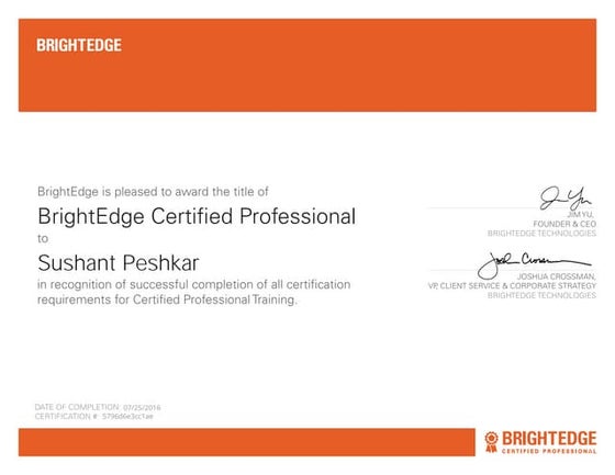 BrightEdge-Certification-Ramprasad | PPT