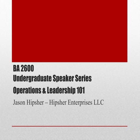 Operations & Leadership 101 | PPT