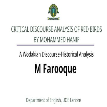 critical discourse analysis of M. Hanif's Novel Red Birds | PPTX