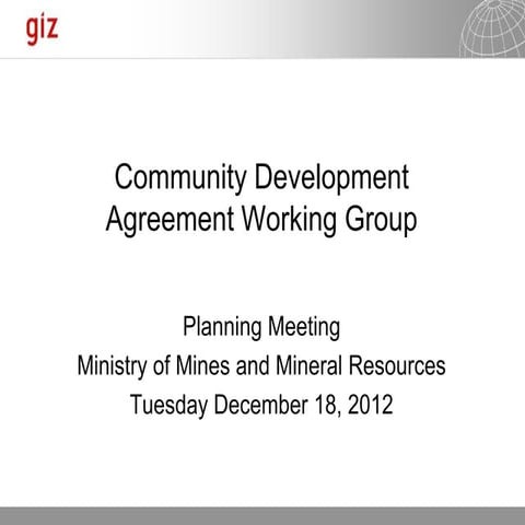 Community Development Agreement Working Group Planning Meeting ...