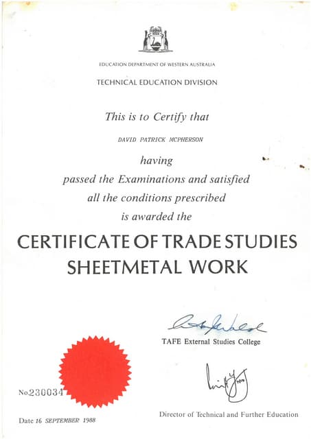 Trade certificate extract | PDF