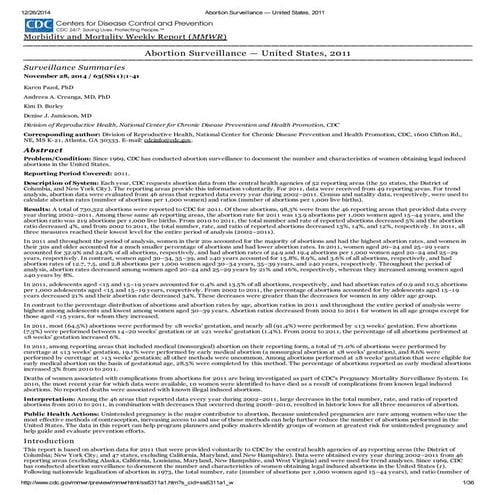 2011 CDC Abortion Surveillance Report | PDF