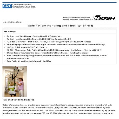 Safe patient handling, Reuban Daniel. C | PDF