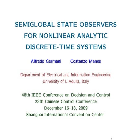 Semiglobal state observers for nonlinear analytic discrete-time systems ...