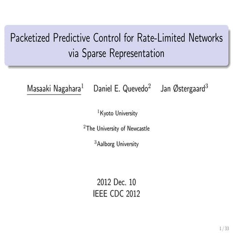 Packetized Predictive Control for Rate-Limited Networks via Sparse ...
