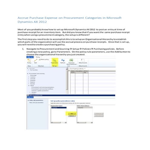 Accrue Purchase Expense on Procurement Categories in Microsoft Dynamics AX 2012 | DOCX