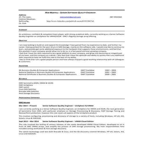 Rob Mortell - CV | PDF