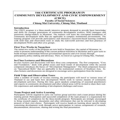 Cdce 2014 program summary 15th batch | DOC