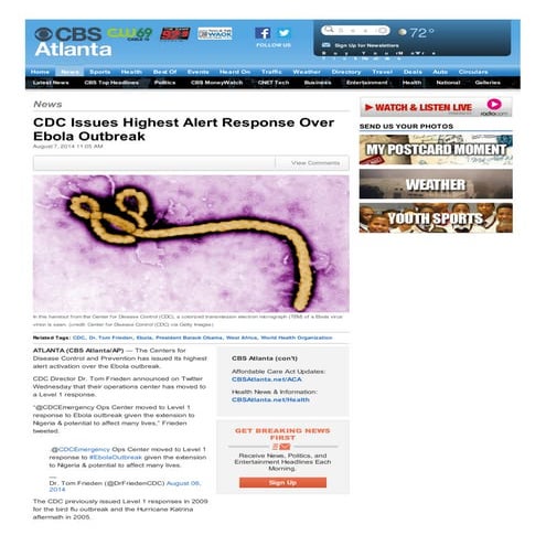 CDC Issues Highest Alert Response Over Ebola Outbreak | PDF