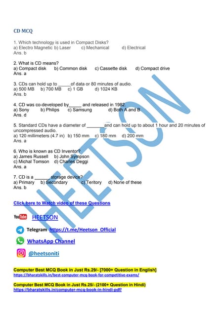 Hard Disk MCQ (HDD Questions and Answers) | PDF