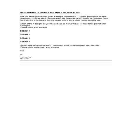 Cd Covers Questionnaire | PDF