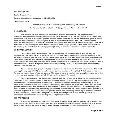 Evaluating the Selectivity of Growth Media as a Function of pH – A ...