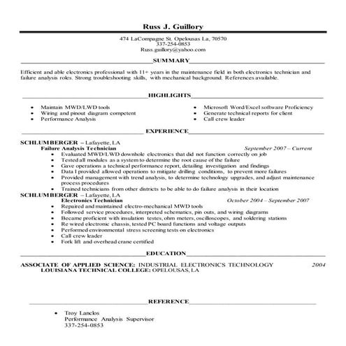 Russ Guillorys resume