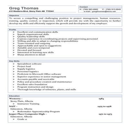 Greg Thomas Resume 2015 - 2016 | PDF