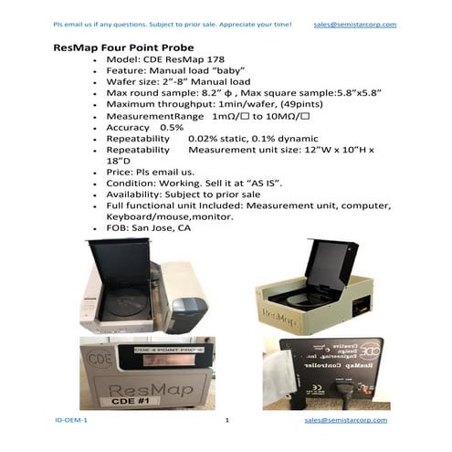 CDE ResMap 178 Four Point Probe | PDF