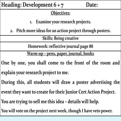Development 6 and 7, research projects and pitching ideas | PPTX
