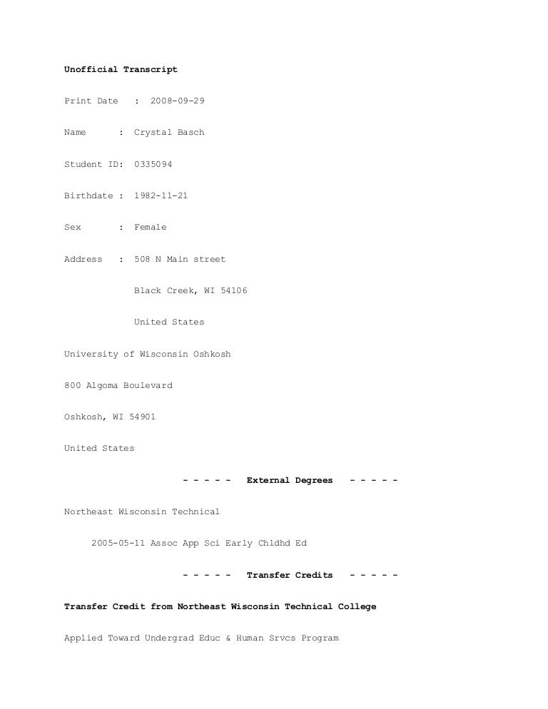 Unoffical Transcript UWO