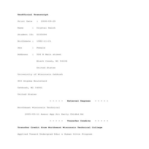Unoffical Transcript UWO | DOC