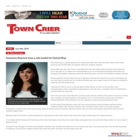 Generous Bayview teen a role model for United Way | PDF