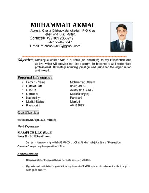 CV of Muhmmad Nadeem Akhtar July 2014 (2) | PDF