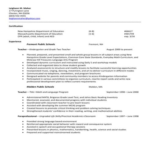 Updated Resume June 2015 | DOC