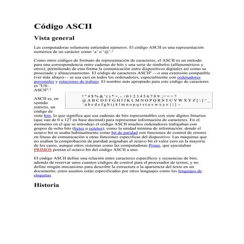 Historia del código ascii | PDF